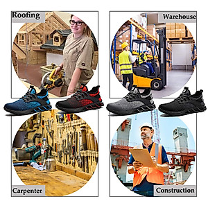 SUADEX Steel Toe Sneakers for Men Women Indestructible Work Safety Shoes Lightweight Comfortable Slip Resistant Composite Toe Black