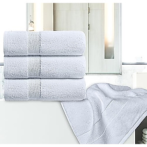 White Classic Luxury Bath Towels Large - Cotton Hotel spa Bathroom Towel |30x56 | 4 Pack | White