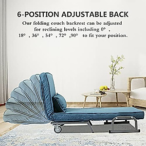 MAXCBD Couch Sleeper Home Recliner Folding Sofa Bed Arm Chair Convertible Sleeper Leisure Recliner Lounge Couch for Small Space Living Room