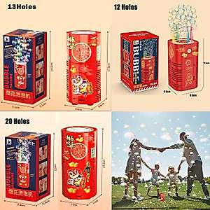 2024 New Fireworks Bubble Machine Toys,Automatic Bubble Machine for Kids, Electric Bubble Maker Toys with Light & Music Party Atmosphere Maker,for Indoor Outdoor Birthday Party (20 Holes Circular)
