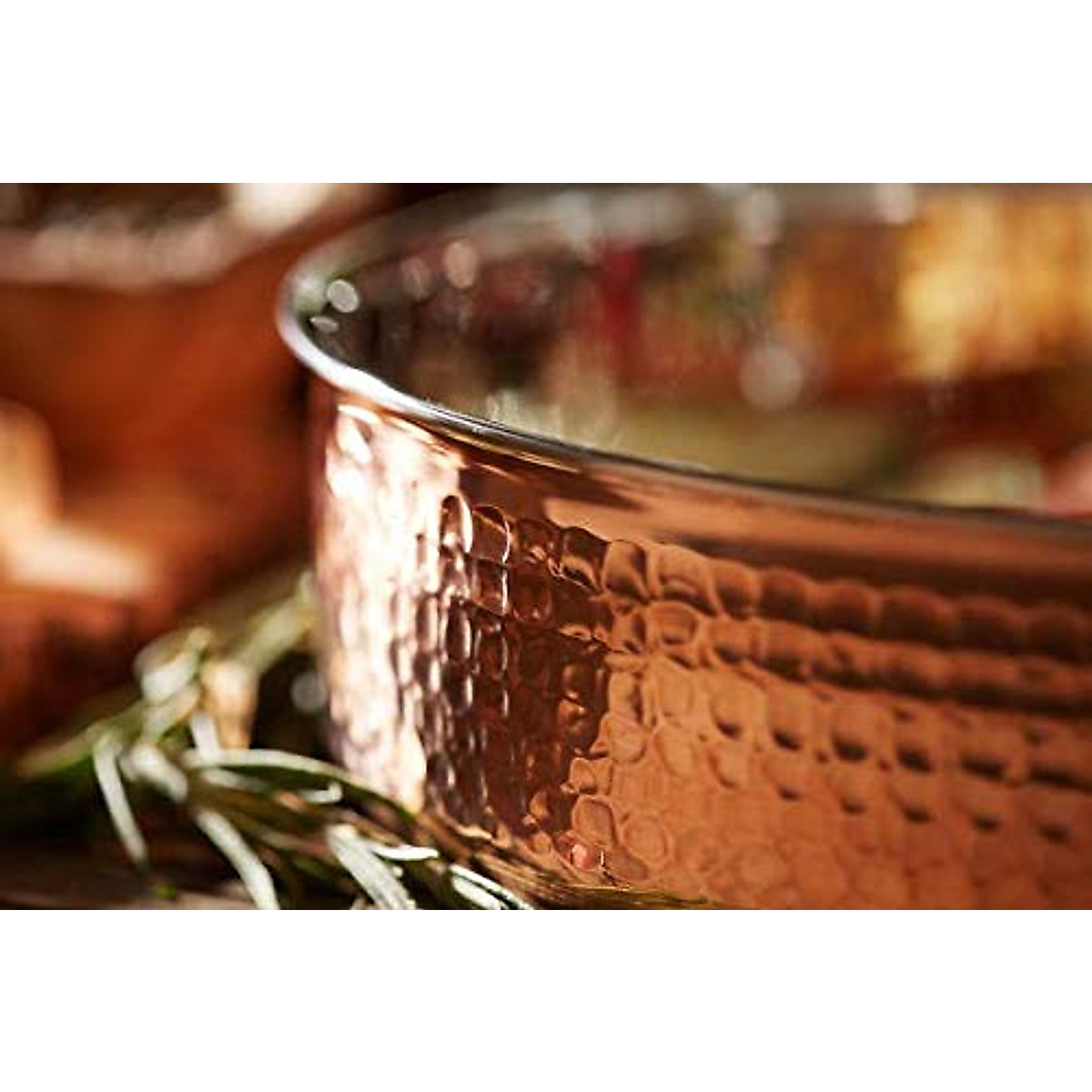 Lagostina Q5544764 Martellata Tri-ply Hammered Stainless Steel Copper Dishwasher Safe Oven Safe Stockpot / Casserolle Cookware, 5-Quart, Copper