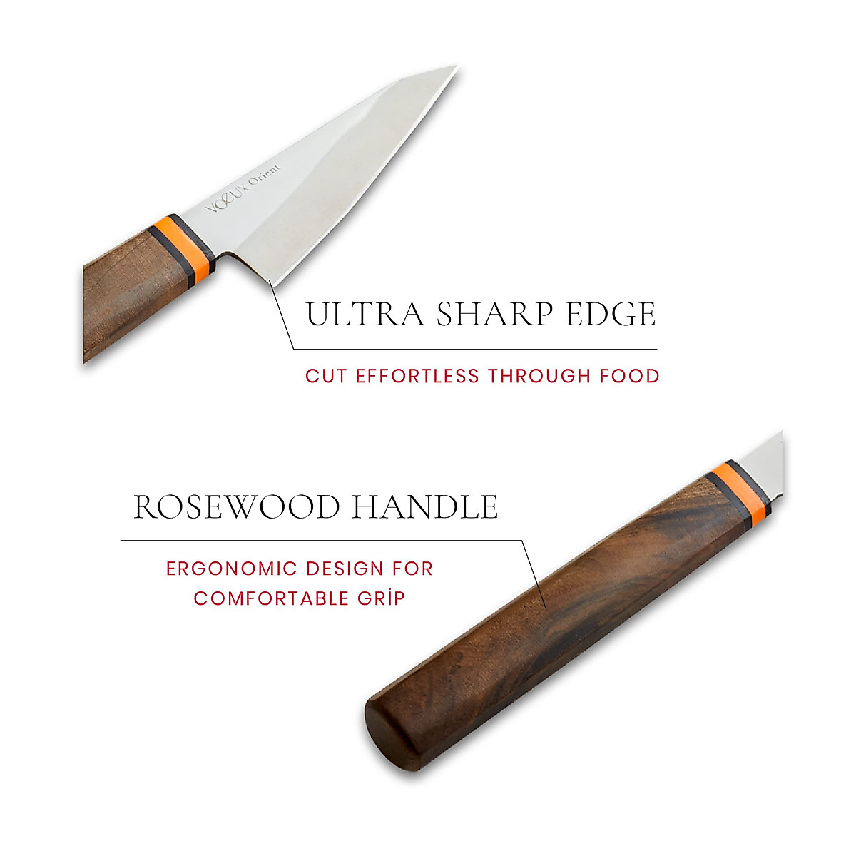 Voeux Kitchen-Honesuki Boning Knife Professional Chef Stainless Steel Blade High Carbon German Stainless Steel,Japanese Fish and Meat Cutting Knife, Razor Sharp Fillet Knife, Rose Wood Handle 5 Inch