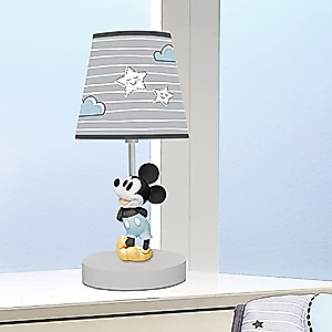 Lambs & Ivy Disney Baby Moonlight Mickey Mouse Lamp with Shade & Bulb - Gray