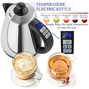 Mixpresso Electric Kettle Temperature Control, Hot Water Kettle Electric, Cordless 1 Liter Capacity, Keep Warm & LED Indicator, Auto-Shutoff, Boil-Dry Protection, Stainless Steel Electric Kettle