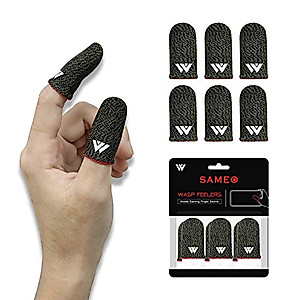 SAMEO Gaming Finger Sleeves for Mobile Game Controllers (Pack of 3 Pair) Anti-Sweat Breathable Seamless Thumb Finger Sleeve for League of Legend, PUBG, Rules of Survival, Knives Out (Gray)
