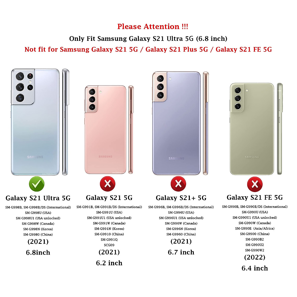 for Samsung Galaxy S21 Ultra Case: Dual Layer Protective Heavy Duty Cell Phone Cover Shockproof Rugged with Screen Protector - Military Protection Bumper Tough - Samsung Galaxy S21 Ultra 5G, Black