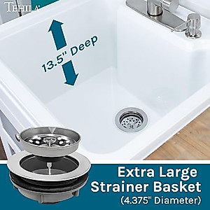 White Utility Sink in White Vanity, Stainless Steel Pull-Down Sprayer Faucet, Soap Dispenser and Spacious Cabinet by JS Jackson Supplies for Garage, Basement, Shop and Laundry Room