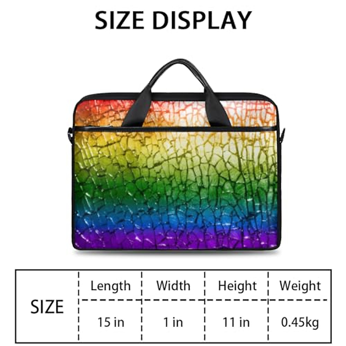 Rainbow Crack Laptop Computer Bag Waterproof Shoulder Messenger Bag 13-15 inch Durable Laptop Tote Bag with Shoulder Strap Handle Lightweight Crossbody Briefcase