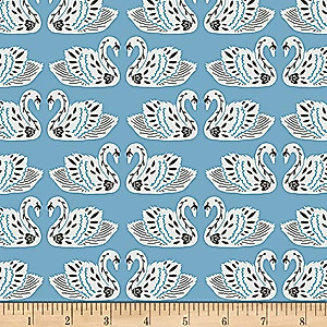 Art Gallery Fabrics Art Gallery Tallinn Baltic Swans Fabric, Sky Blue