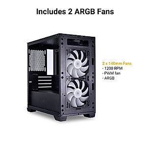LIAN LI High Airflow Micro ATX PC Case, RGB Gaming Computer Case, Mesh Front Panel Mid-Tower Chassis with 2x140mm ARGB PWM Fans Pre-Installed, Tempered Glass Side Panel (LANCOOL 205M MESH, Black)