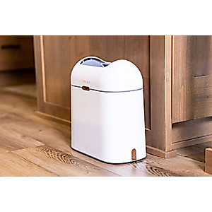EMANE Motion Sensor Butterfly Lid Trash bin White Water Proof Golden Button for Office use, Kitchen, Bathroom Touchless Trash can