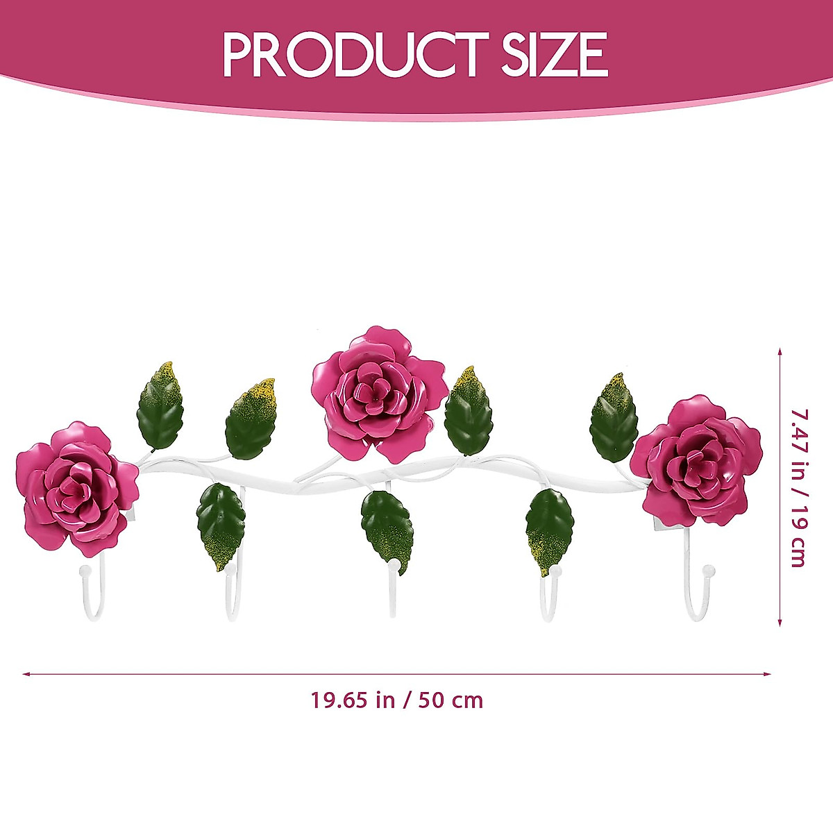 LOGOFUN Metal Wall Hooks Rose Flower Coat Hooks Rustic Style Hanging Hook for Bathroom Room Decorations (Rose)