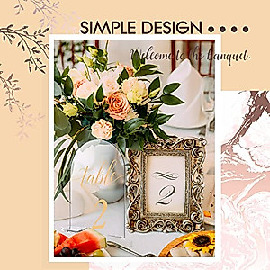 Vicenpal 30 Sets Arch Acrylic Sign Gold Printed 1-30 Table Signs with Stands Calligraphy Clear Table Number Display Stand for Wedding Reception Event Party Restaurant Centerpieces Decor (4 x 6 Inch)