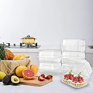 100 Pcs Clear Hoagie Container, 7.3 x 4.9 x 3.8 inch Plastic Hinged Food Container, Disposable Clamshell Take Out Food Containers for Salads, Hamburger, Fruit, Cake, Cookie, Sandwiches