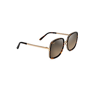 Maui Jim Men's and Women's Pua Polarized Fashion Sunglasses, Tortoise w/Shiny Gold/HCL® Bronze, Medium
