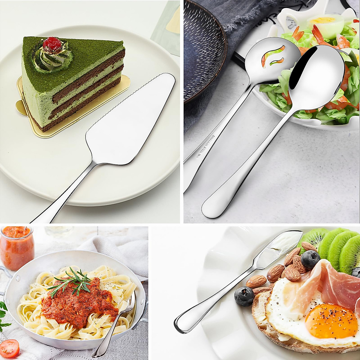 53-Piece Silverware Set with Steak Knives, Flatware Set for 8, Food-Grade Stainless Steel Tableware Cutlery Set with Serving Utensils, Utensil Sets for Home Restaurant, Mirror Finish, Dishwasher Safe