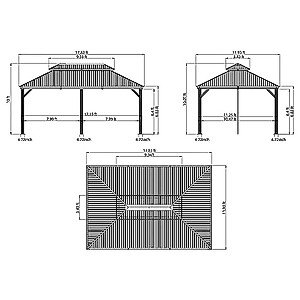 Jaxenor Wood-Looking Hardtop Gazebo - 12'x18' Outdoor Pavilion with Curtains and Netting - Coated Aluminum Frame, Galvanized Steel Double Roof - Ideal for Patio, Deck, and Lawn
