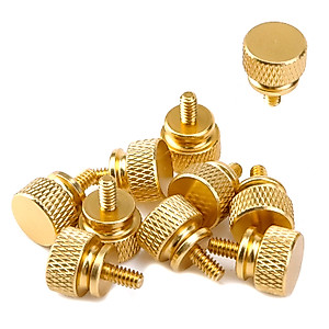 Mewutal 10 Pieces Anodized Aluminum Computer Case Thumb Screws, Thumb Screws, Knurled Hand Screws (Gold)