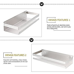 DOITOOL Wall Floating Shelves Floating Shelves Stainless Wall Mount Floating Shelves Kitchen Seasoning Rack Kitchen Storage Shelf Steel Wall Mounted Shower Storage Holder