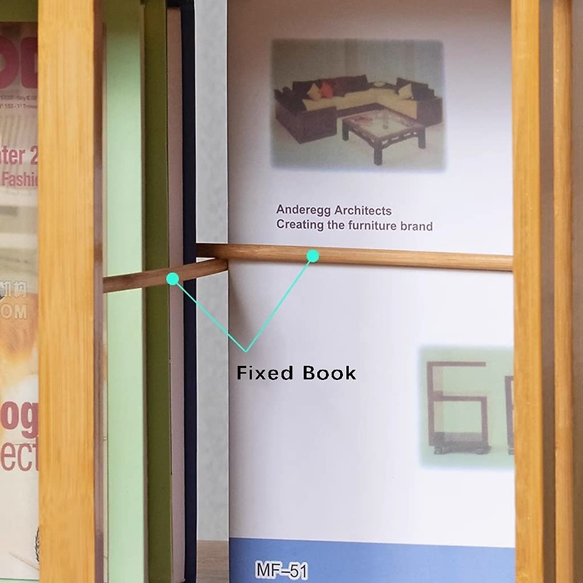 FLTRGO 6-Tier Corner Book Shelf, Student Bookshelf, 360° Bamboo Rotating Storage Display Rack Standing Shelves with Open Design Shelving for Living Room Study Room Office, Natural