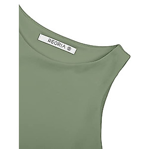 Women’s Sexy Sleeveless High Neck Racerback Cropped Tank Tops Cute Teen Girls Halter Neck Crop Tops Vest Olive Green Medium