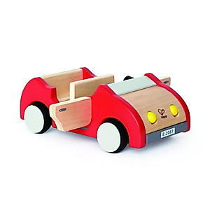Hape Wooden Doll House Family Car| Toy Vehicle Seats up to 4 Figures for Complete Doll House Furniture Set
