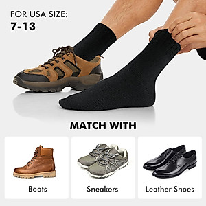 YUVFEHY 6-Pack Wool Socks for Men Soft Warm Winter Socks - Mens Casual Crew Socks - Boot Socks for Indoors and Outdoors