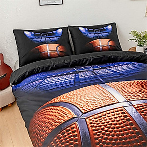 Homebed 3D Sports Basketball Bedding Set for Teen Boys, Duvet Cover Sets with Pillowcases, Full Size 90" X 90", 3PCS,1 Duvet Cover+2 Pillow Shams