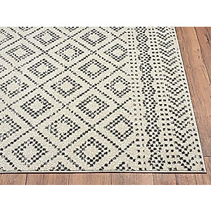 Abani Rustic Grey & Ivory Classic Area Rug, Moroccan Design Medallion Symmetrical 6' x 9' Living Room Carpet Rugs