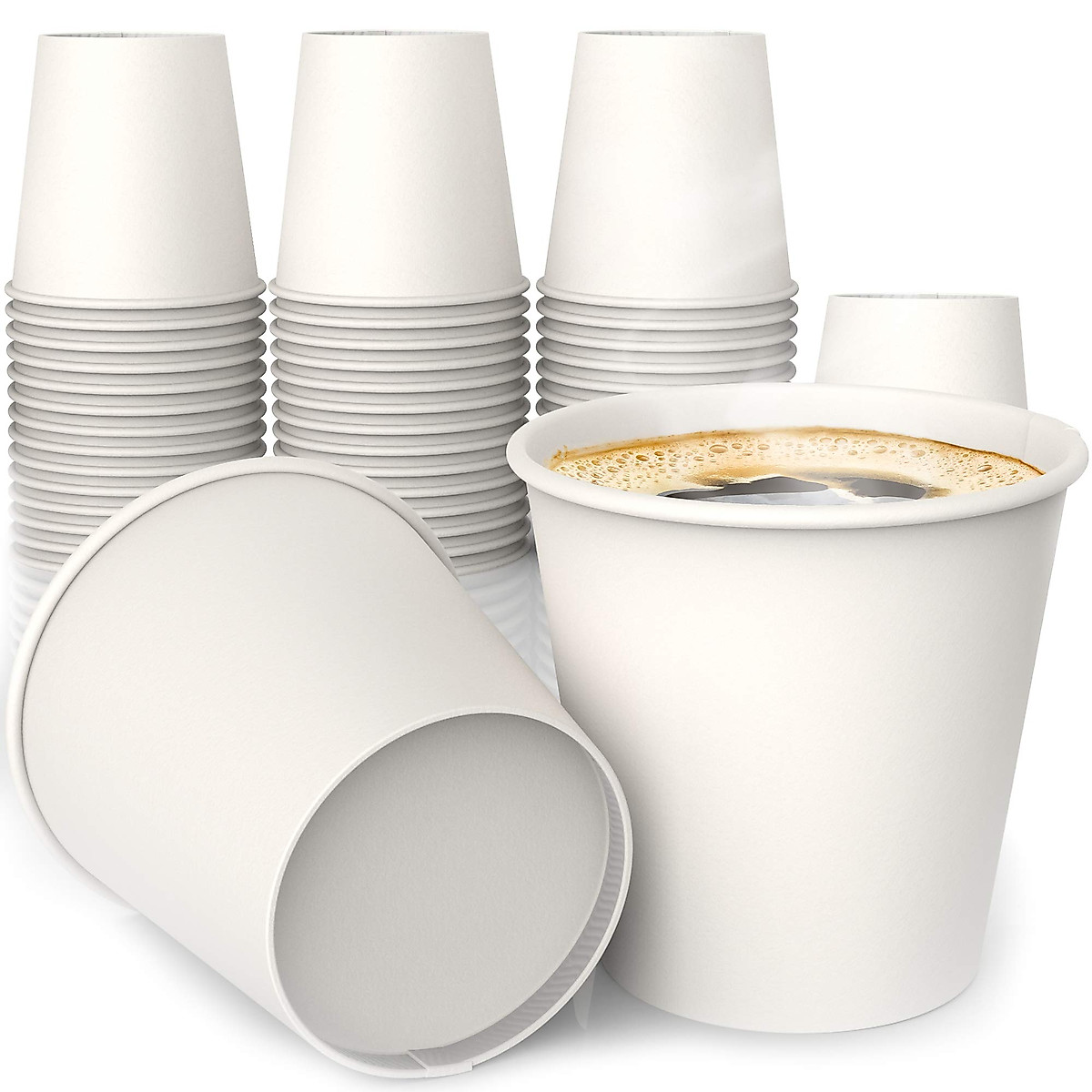 Lakesstory 4 oz White Paper Cups (50 ct) - hot Beverage Cup for Coffee Tea Water