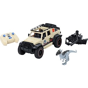 Hot Wheels Matchbox RC Jurassic World Dominion Jeep Gladiator, 6-inch Dracorex Dinosaur Figure, Remote-Control Toy Car with Auto-Capture Claw