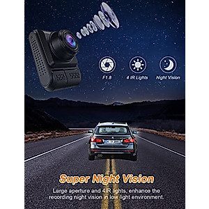 4K Dual Dash Cam, with WiFi GPS, Otovoda Dash Cam Front and Inside, 4K Front/2K Front/1080P Front+1080P Inside, Dual Dash Camera for Cars with Super Night Vision, Parking Monitor, Support 256GB Max
