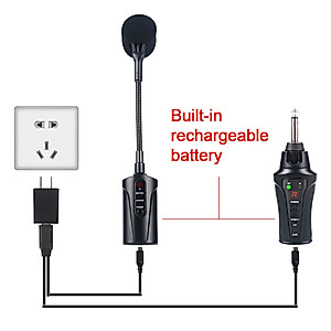 MAMKOES VT-5 Violin Microphone Wireless UHF Gooseneck Pick Up Instrument Clip-on Mic Receiver and Transmitter System for Violin