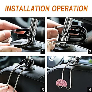 SAVORI Purse Holder for Car, Bling Car Headrest Hooks Organization Rhinestones Auto Back Seat Headrest Metal Hanger Organizer for Bags 2PCS (Pink)