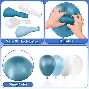 Teal Balloons Garland Arch kit,120Pcs 18 12 10 5 In Teal Turquoise Tiffany Blue and White Metallic Silver Confetti Latex Balloons for Graduation Baby Shower Weddings Birthday Party Decorations