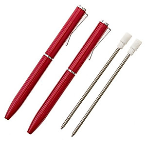 NarwhalCo Set of 2 Red Small Pens (3.35") with Black Ink for Pocket, Wallet, Planner, Purse or Passport