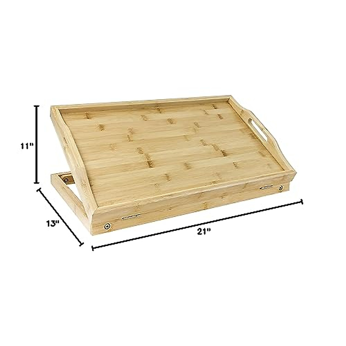 Essential Medical Supply Bamboo Bed and Lap Tray with Flip Up Top, Raised Edge and Handles, Tan