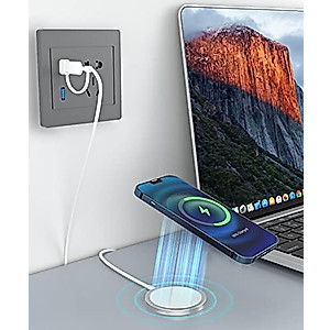 Basesailor Magnetic Wireless Charger with USB C Adapter,Portable Travel Cordless Qi Fast Charging Pad for MagSafe,iPhone 13 12 11 14 Pro Max Mini,SE XR XS,AirPods,Samsung Galaxy S23 S22 Z Fold Flip