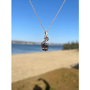 LE VIAN 14k Rose Gold Ribbon Pendant Necklace for Women I 1/4 Carat Vanilla and Chocolate Diamond with 2 Carat Oval Smoky Quartz Necklace (G-H/Brown, VS2-SI1, cttw) 18 Inch Chain with Lobster Claw