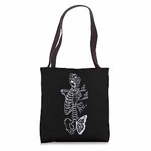 Gothic Skeleton Line Art Aesthetic Soft Grunge Butterfly Tote Bag