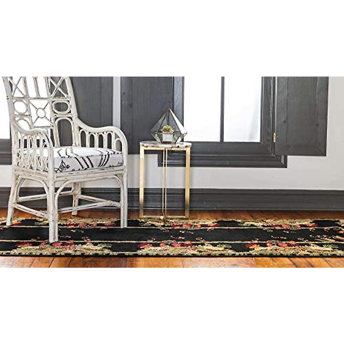 Unique Loom Barnyard Collection French Country Inspired Cottage Rooster Design Area Rug (2' 0 x 8' 0 Runner, Black/Ivory)