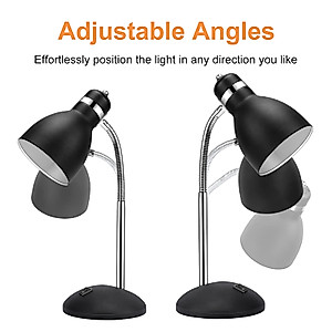LINNMON Table Lamp, Desk Lamp with Flexible Gooseneck, Adjustable Study Lamp with ON/Off Switch, Nightstand Lamp for Living Room, Bedroom, Classroom, College Dorm