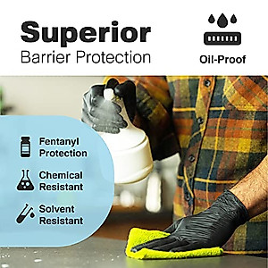 Latex Free Disposable Black Gloves Large | 4.5 Mil Black Nitrile Gloves | 100 Count Non Latex Gloves, Powder Free | Food Grade & Safe | Medical, Lab, Kitchen, Mechanic, Cleaning, & Tattoo Gloves