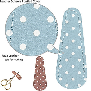 BIHRTC 2Pairs 3.6inch Sewing Scissors Small with Leather Cover Stainless Steel Sharp Tip Scissors Needlepoint Scissors Household Scissors for Sewing Crafting Art Work Threading Needlework