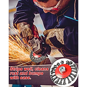 Rocaris 6 Pack Wire Wheel Cup Brush, 3 & 4 Inch Twisted Knotted & Coarse Crimped Cup Brush for Angle Grinders, 5/8 -11 Inch Threaded Arbor