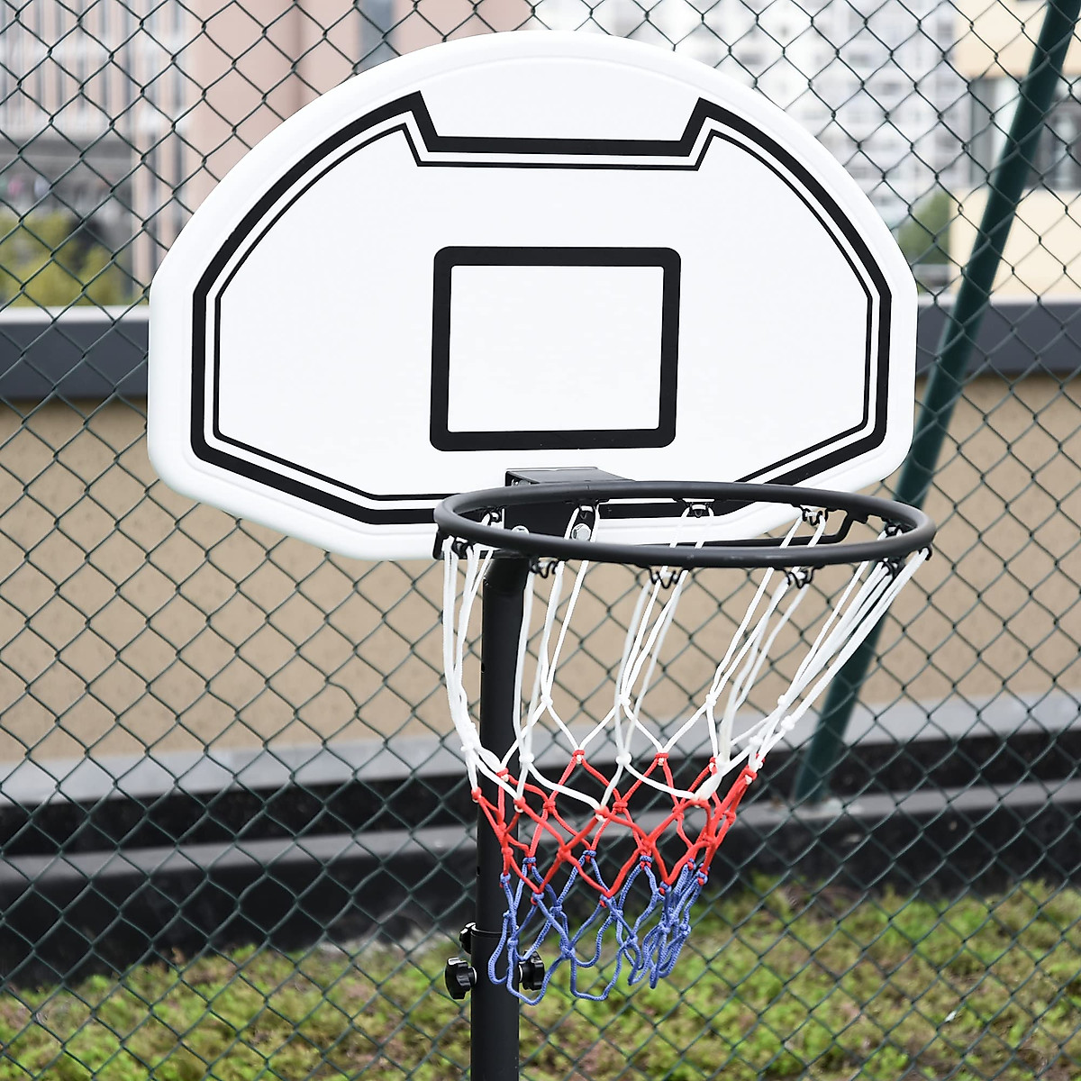 Aosom Poolside Basketball Hoop Stand Portable Basketball System Goal, Adjustable Height 3'-4', 30" Backboard