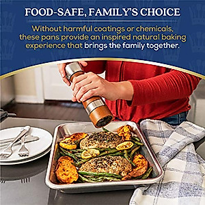 Professional Quarter Sheet Baking Pans - Aluminum Cookie Sheet Set of 2 - Rimmed Baking Sheets for Baking and Roasting - Durable, Oven-safe, Non-toxic, Easy to Clean, Commercial Quality - 9x13-inch