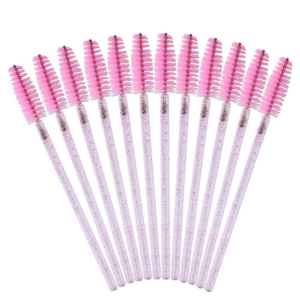 G2PLUS 300PCS Crystal Eyelash Brushes, Pink Disposable Mascara Wands Makeup Applicator, Adjustable Lash Spoolies for Eyelash Extensions and Eyebrow Brush