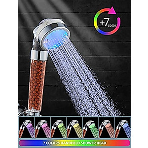 Cobbe Led Shower Head Set With Light,Handheld Showerhead with Hose and Base for Dry Skin&Hair,High Pressure Shower Heads With Filters-7 Colors Change Cyclically