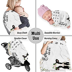 Personalized Cow Baby Blanket,Milestone Floral Cow Blankets,Cow Print Fleece Blanket,Cow Blanket Baby,Cow Print Baby Blanket,Cow Baby Security Blanket,Cow Throw Blanket,Baby Blanket Cow,Cows Blanket